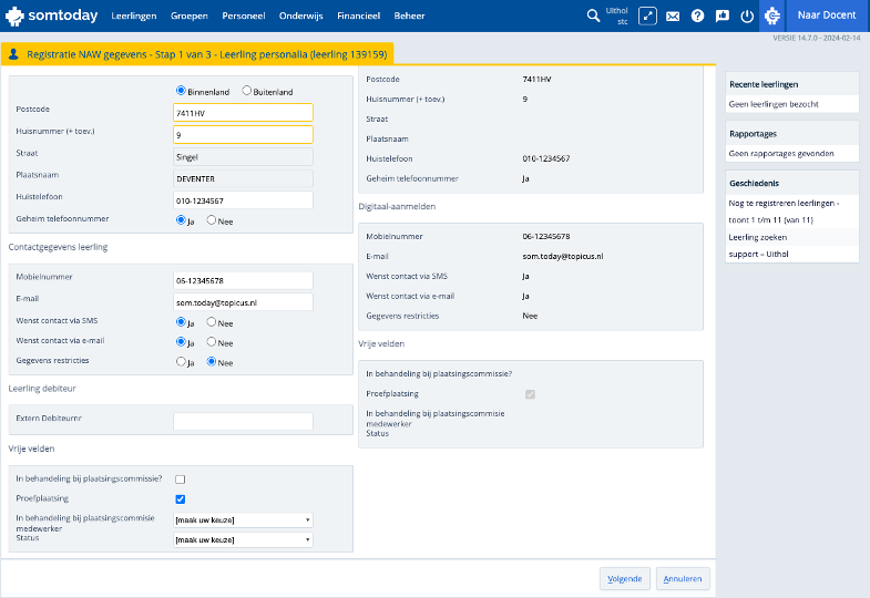 Aanmeldweek: Leerlingregistratieportaal na de aanmelding – Somtoday